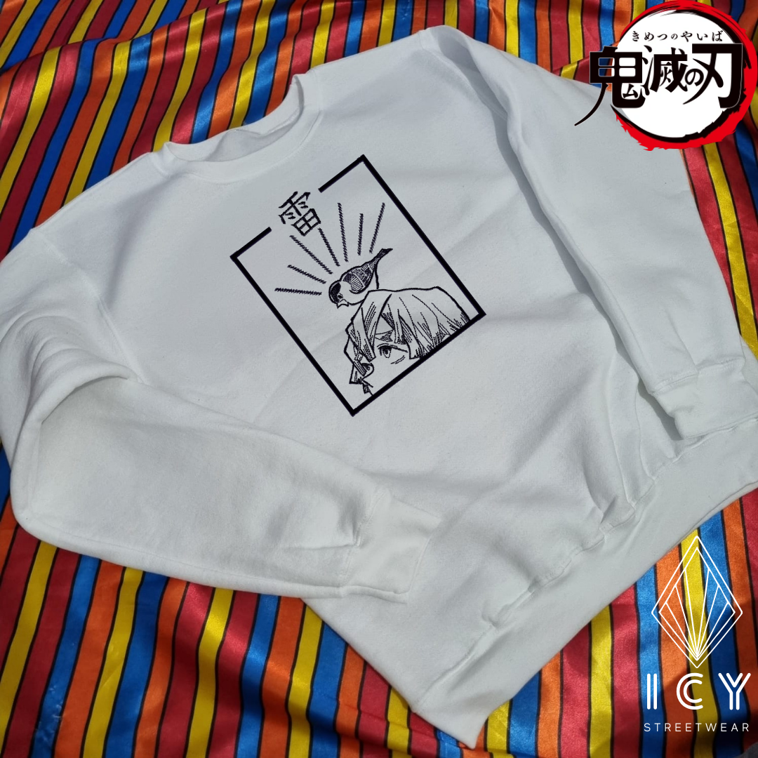 ZENITSU OUTLINE - KIMETSU NO YAIBA - SUDADERA BORDADA – ICY-STREETWEAR.MX